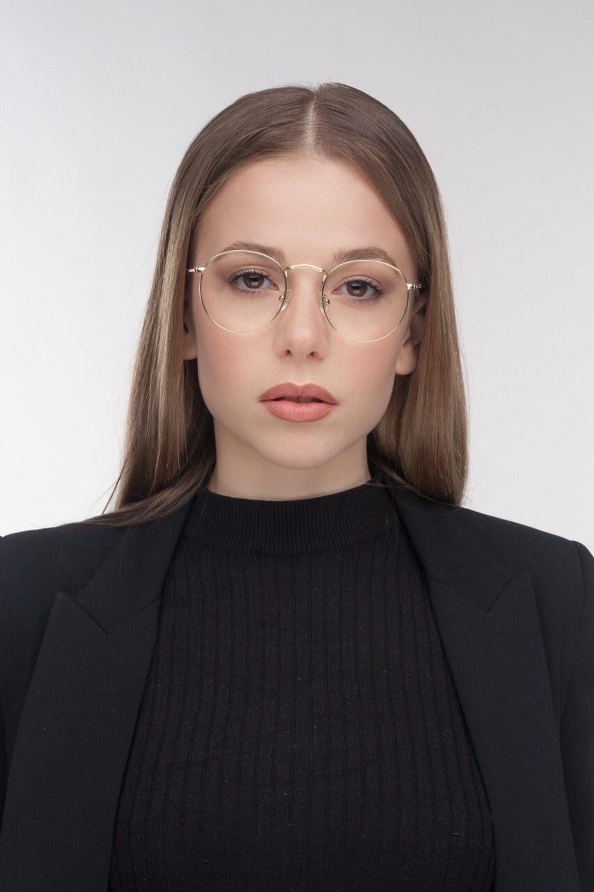 Occhiali luce blu montatura tonda dorata nowave